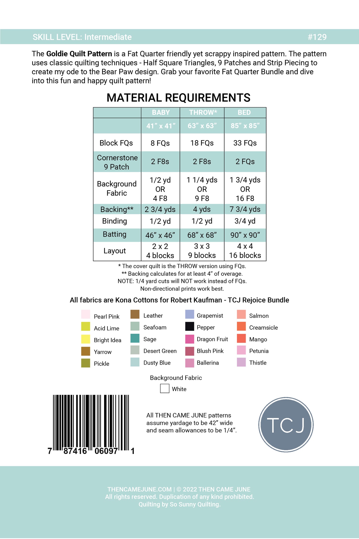 Goldie Quilt Pattern - Printed – Then Came June